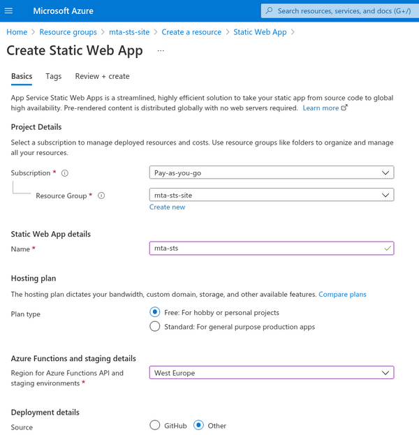 Setting Up MTA STS Using Azure Static Web Apps setting-up-mta-sts-using-azure-static-web-apps